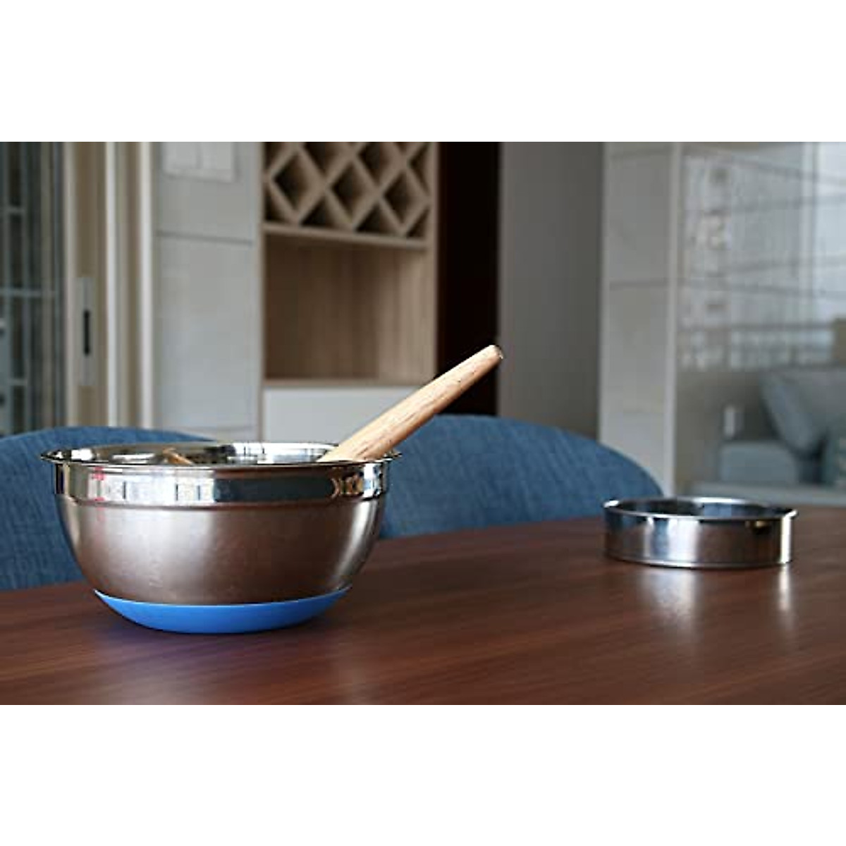 Pack of 2 Danish Dough Whisk Blender Dutch Bread Whisk Hook Wooden Hand Mixer Bread Baking Tools for Cake Bread Pizza Pastry Biscuits Tool Stainless Steel Ring 13.5 inches 0.22 lb/pcs