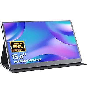 Portable Monitor 4K - 15.6inch UHD 3840×2160 100% sRGB USB-C Mini HDMI External Second Monitor Portable IPS Screen Computer Display with Speakers for Laptop MacBook Switch PS5/4 Xbox