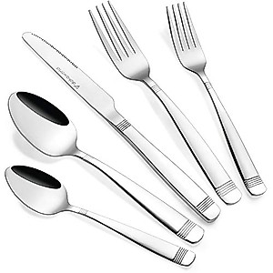 Stainless Steel Flatware - Silverware Set for 8-40 Piece Cutlery Set - 18/10 Flatware Set - Silverwear Set - Dinnerware Stainless Steel Flatware Set - Spoons and Forks Set Stainless Steel