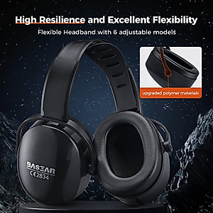 SNR 31dB Noise Blocking Earmuffs, Noise Cancelling Headphones for Autism, Foldable Ear Hearing Protection Ear Muffs with Flexible Headband, Safety Earmuffs for Shooting/Mowing, with Carrying Bag