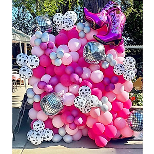 Pink Black Balloon Garland Sliver Pink Black Balloon with 4D Disco Balloon for Baby Shower Birthday Party Wedding Decoration