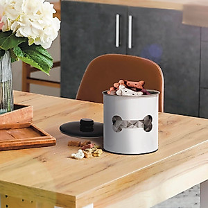 Define Marvelous 2pc Set Dog Treat Container with Lid, Round Tin Dog Treat Storage Jar for Countertop (Bone)