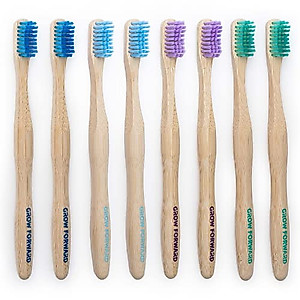 Grow Forward Premium Bamboo Toothbrushes Soft Bristles Toothbrushes - Manual Toothbrush Pack of 8 - Aesthetic Wooden Look - Natural Eco Friendly Sustainable Biodegradable Adult Tooth Brush