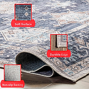 nuLOOM Finley Machine Washable Vintage Distressed Ultra Thin Area Rug, 5' x 8', Grey