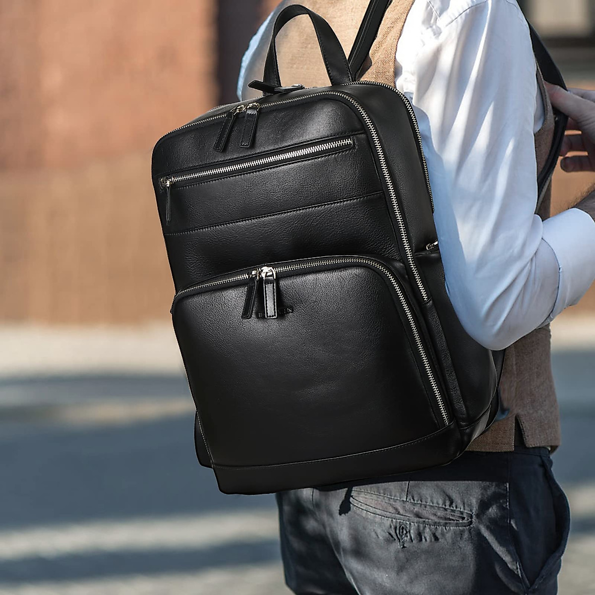 BOSTANTEN 20 inch Carry On Luggage Airline Approved ＆ Genuine Leather 15.6 inch Laptop Backpack Casual Backpack Travel Bag