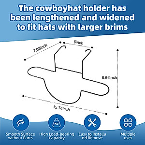 JINSIMAIER 2 Pack Hat Rack,Car Hat Holder,Cowboy Hat Holder for Trucks SUV,Cowboy Hat Holder, Hat Holder Car Clothes Hanger, Be Applicable Truck SUV Hard Hat Holder,Truck Seat Car Accessories, Black