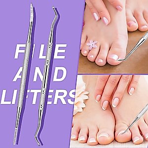 TsMADDTs 13PCS Manicure and Pedicure Tools Kit, Nail Files and Buffers Block, Polish Buffer, Cuticle Nippers, Cuticle Pusher and Peeler, File and Lifters for Toenails