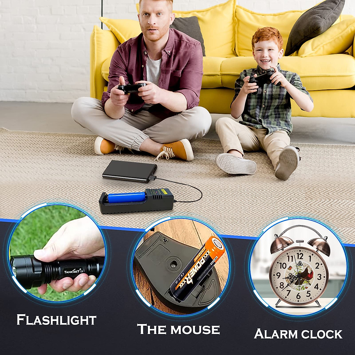 18650 Battery Charger,Single-Slot Intelligent Universal 18650 Charger for 3.7V Lithium Li-ion 18650,26650,18500,18350,16650 Rechargeable Battery (not Including Battery)