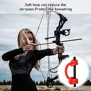 2 Pieces Archery D Loop Rope 10 Feet Archery Bowstring Serving Thread D Loop Rope Release Material Nocking D Loop Rope String (Black and Red)