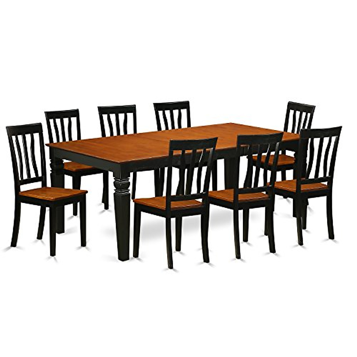 East West Furniture LGAN9-BCH-W, 9-Piece