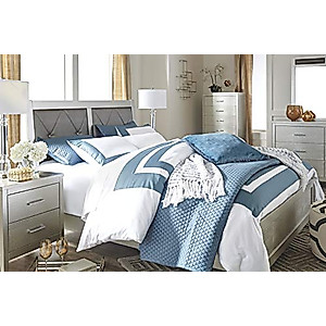 Signature Design by Ashley Olivet Glam 2 Drawer Nightstand with Faux Shagreen Drawer Fronts, Silver