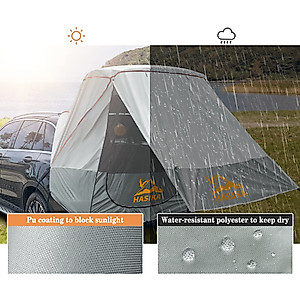 Poles Included Tailgate Shade Awning Tent for Car Camping Road Trip Essentials Small to Midsize SUV Waterproof 3000MM UPF 50+Grey (Large)