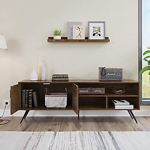 Panana 62.99" TV Stand Television Stands TV Console Unit with 3 Open Cubby and 2 Doors for Living Room Bedroom for TVs up to 70 Inches, Walnut