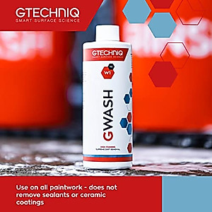 Gtechniq - W1 GWash - High Foam Content, Maximum Gloss Retention, Tough On Dirt and Grime, High Slickness Lubrication - Breaks Down Residue, Works Great in Foam Cannons (500 milliliters)