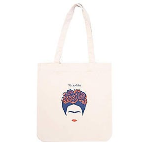 Official Frida Kahlo Cotton Tote Bag - Cotton Shopping Bag - 14x15x4 inches | 37x39x10 cm - Canvas Bag - Cotton Bag - Gift Bag - Eco Friendly Gifts - Cute Tote Bag
