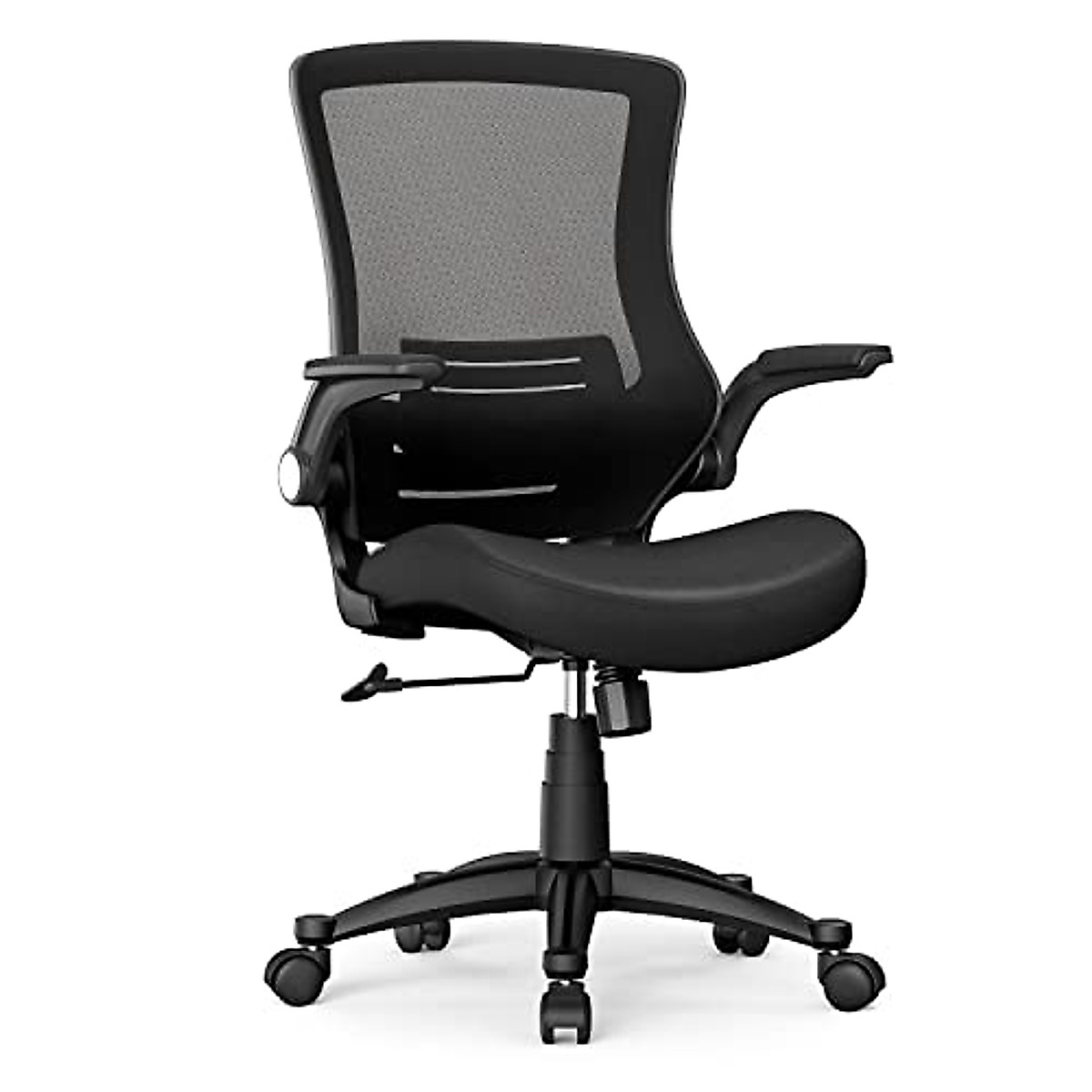 iCoudy Ergonomic Mesh Office Chair Mid Back Swivel Desk Chair Black Computer Chair with Flip-Up Armrests Lumbar Support Adjustable Height Task Chairs