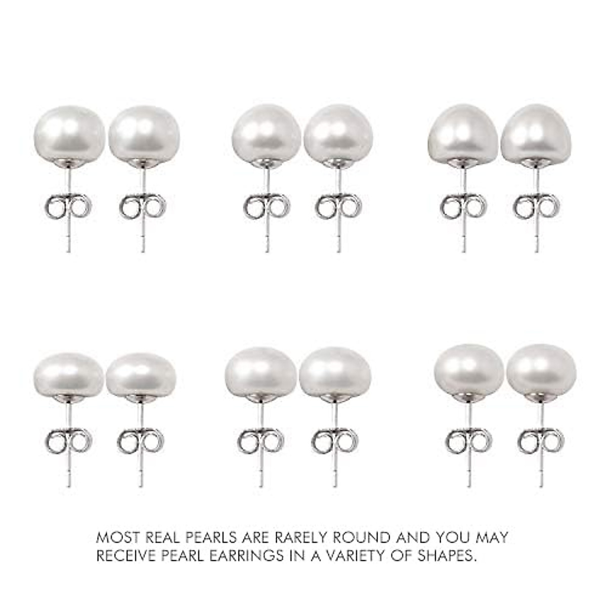 Pearl Earrings for Women 7-9mm Freshwater Cultured Pearl Stud Earrings 925 Sterling Silver - VIKI LYNN
