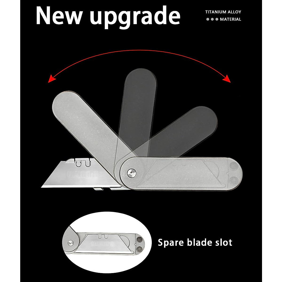 TGZUO Titanium Alloy Foulding Pocket Knife with Clip Flipper EDC Mini Box Cutter Magnetic Opening Outdoor Utility 12pcs Carbon Steel Blades