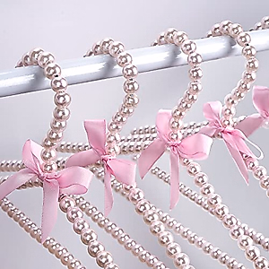 Linkidea 20 Pack Faux Pearl Beaded Clothes Hangers Bulk Pack, Wholesale Multi-Pack Elegant Clothes Dress Wedding Shop Pants Hanger, Closet Coat Storage Organizer Standard Hangers (Pink)