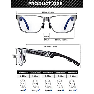 ANYLUV Blue Light Blocking Glasses Men Computer Gaming Blue Screen Glasses Mens Blue Light Blocker Glasses Rectangle Metal frame UV400 Clear Lens