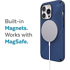 Speck Presidio2 Grip Case for Apple iPhone 13 Pro Polycarbonate,Shock-Absorbent Coastal Blue and Black Compatible w Mag Safe