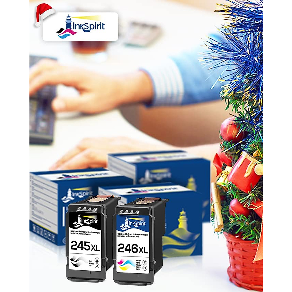 245XL 246XL Ink Cartridge for Canon PG-245XL CL-246XL InkSpirit High Yield Compatible with Canon Pixma MX492 MX490 MG2522 MG2520 MG2920 MG2922 TR4520 TR4522 TR4527 TS3100 TS3122 TS3300 Printers 2-Pack