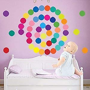 PARLAIM Wall Stickers for Bedroom Living Room, Polka Dot Wall Decals for Kids Boys and Girls, Multicolor 2inch (60 Circles)