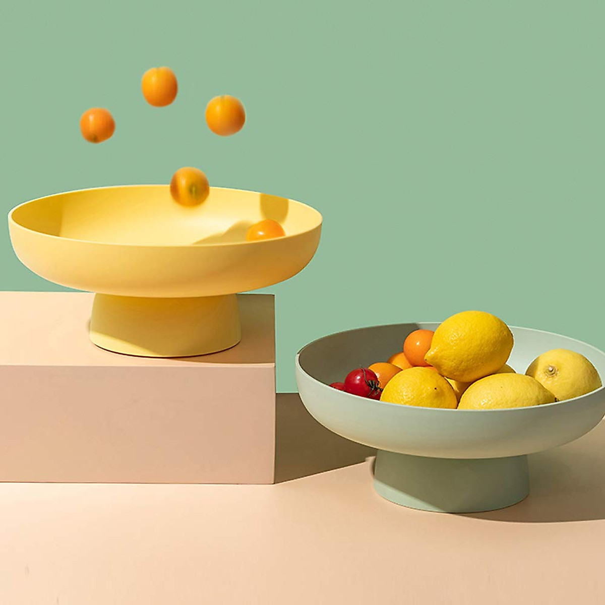 Pearlead Self Draining Fruit Bowl with Detachable Base Fruit and Vegetables Drain Basket Snacks Serving Tray Candy Display Container for Home, Office, Hotel Decoration (Pink)