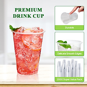 Vplus 2000 Pack 9 OZ Clear Plastic Cups, Disposable Plastic Cups, 9 Ounce Cold Party Drinking Cups for Wedding Thanksgiving Christmas Party