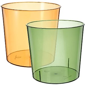 MAGICLULU 2pcs Plastic Waste Basket Clear Round Trash Can Small Wastebasket Garbage Container Bin Trash Bin for Home Bathroom Bedroom Kitchen College Dorm Office Craft Room Orange and Green