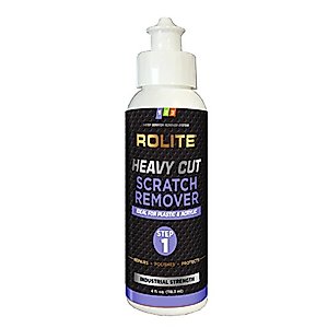 Rolite - RHCSR4z Heavy Cut Scratch Remover (4 fl. oz.) for Plastic & Acrylic Surfaces Including Marine Strataglass & Eisenglass, Headlights, Aquariums