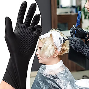 Noverlife 5 Pairs Hair Dye Gloves, Black Reusable Salon Hair Coloring Latex Gloves, Thick Rubber Gloves for Cleaning Cooking Dishwashing