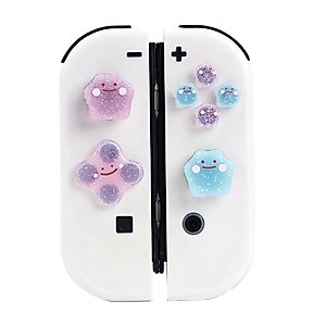 PERFECTSIGHT Cute D-Pad Button Caps Silicone Thumb Grips Set, ABXY Key Buttons Sticker Joystick Cover Caps Compatible with Nintendo Switch/OLED - Monster