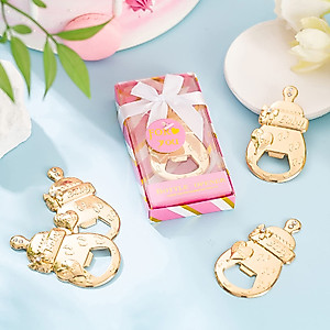 Uezea 24 Pieces Baby Bottle Openers Baby Shower Favors, Gifts, Decorations, or Souvenir Guest Gift Boxes, Poppin Design for Boys or Girls (pink)