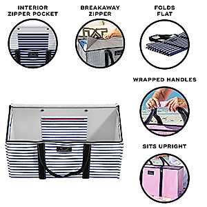 SCOUT Errand Boy - Extra Large Lightweight Utility Tote with Breakaway Zipper - Collapsible Grocery and Market or Beach Tote