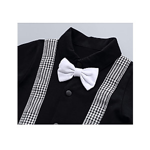 HeMarIsle Baby Boy Gentleman White Shirt Bowtie Tuxedo Onesie Jumpsuit Overall Romper（0-18M） … (Black&Plaid, 60(0-3 Month))