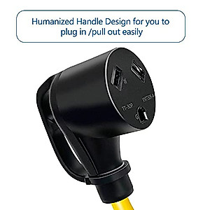 5-15P 3-Pin Male Plug to 10-50R Female Adapter Cord (Yellow)