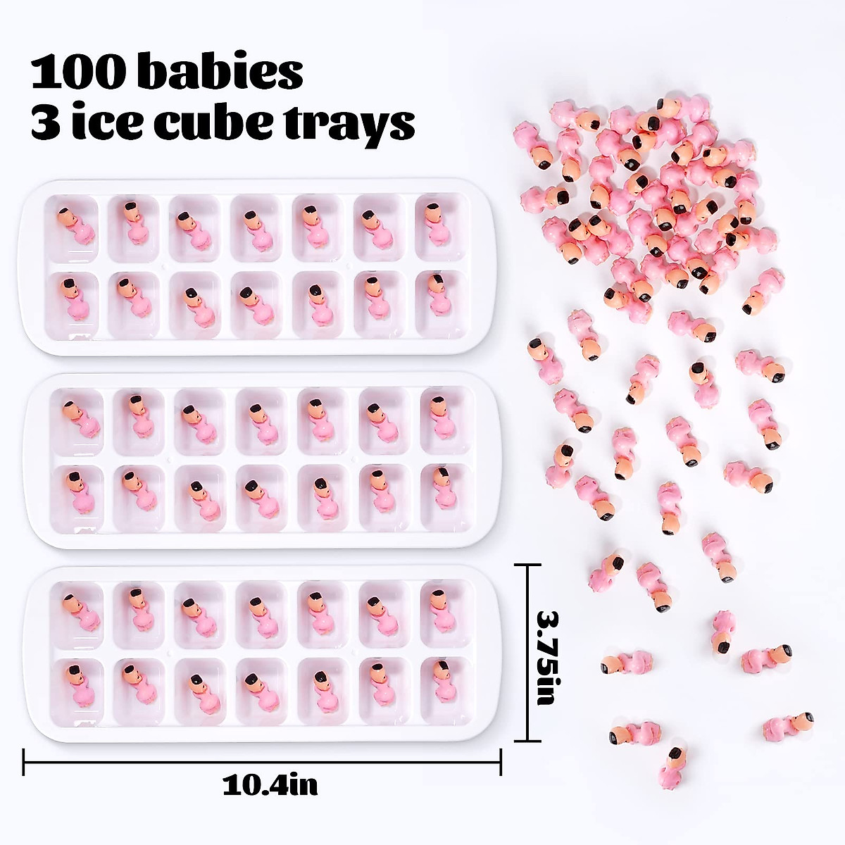 My Water Broke Baby Shower Game with 100 Mini Plastic Babies, 3 Ice Cube Trays, for Party Decorations Baby Shower Games (Blue)