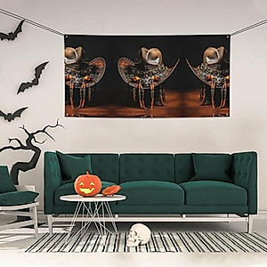 Banners and Signs for Outdoor 35x71 Backdrop for Birthday Party Business Graduation Wedding Event,American West Rodeo Hat