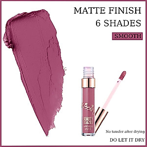 MYUANGO Set of 6 Matte Liquid Lipsticks -Vegan, Long Lasting, Waterproof, Non-Stick Finish for Women and Girl