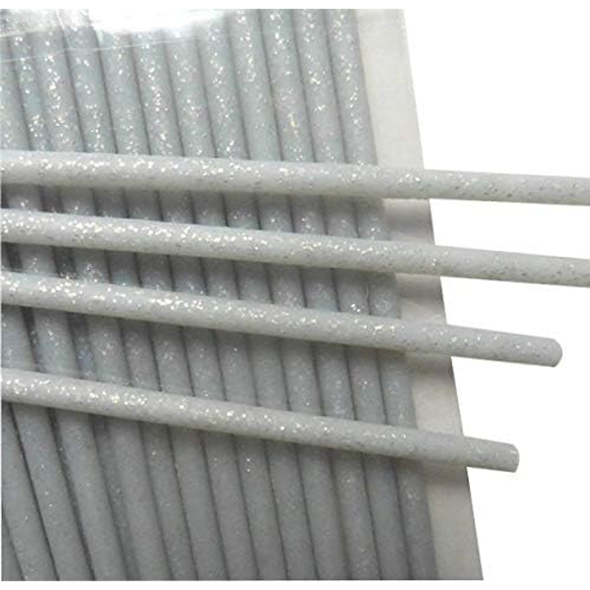 50pcs Silver Fairy Dust Glitter Plastic Sticks, 6" (150mm) x 5/32" (4.5mm)