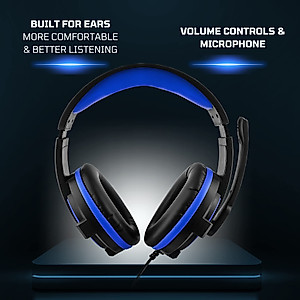 Nyko Np-2600 Wired Headset for PlayStation 4 - Lightweight Headphones w/Adjustable Microphone - Compatible w/ PS5, Xbox 1, Xbox X/S & Nintendo Switch - PS4 Gaming Accessories (Black and Blue)