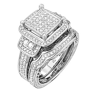 TGDJ .925 White Diamond Sterling Silver Ring, 0.43 Ct Round Cut Diamond Wedding Ring, Multi Band Diamond Ring gift for Women