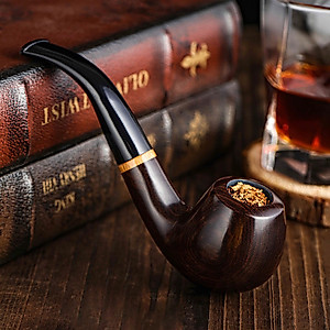 Whitluck's Tobacco Pipe, Handmade Wood Smoking Pipe, Perfect Beginner Pipe Kit for Smoking with Ultimate Guide E-Book, Gift Set and Accessories (Sunny Yellow)