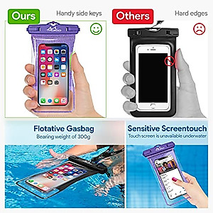 MoKo Waterproof Phone Pouch Holder 2Pack, Floating Case Dry Bag with Lanyard Compatible with iPhone 14 13 12 11 Pro Max X/Xr/Xs/SE3, Galaxy S21 Ultra/S9/Note 10+/20 Ultra, Black + Glitter Purple