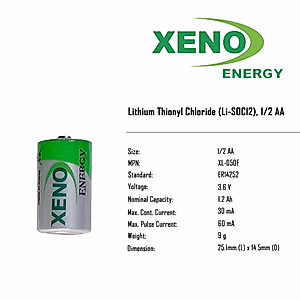 Xeno Energy XL-050F 1/2 AA 3.6V Lithium Battery
