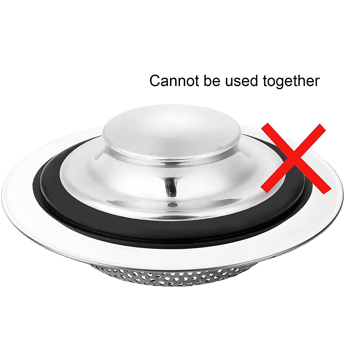 FURNIFE Sink Drain Strainer Stopper, Stainless Steel Garbage Disposal Plug, Sink Strainer and Stopper, Food Catcher for Standard 3-1/2 Inch Kitchen Sink Drain