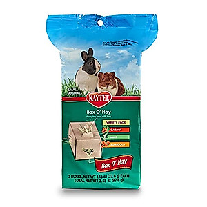 Kaytee Small Animal Pet Box O' Hay Variety Pack Carrot, Mint, and Marigold 3.45 oz