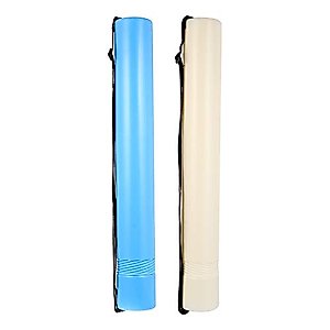 EXCEART 2pcs Document Blueprint Drawing Painting Portfolio Poster Expandable Hard Plastic Storage Tube with Adjustable Shoulder Strap Waterproof Carrying Case(White, Blue)