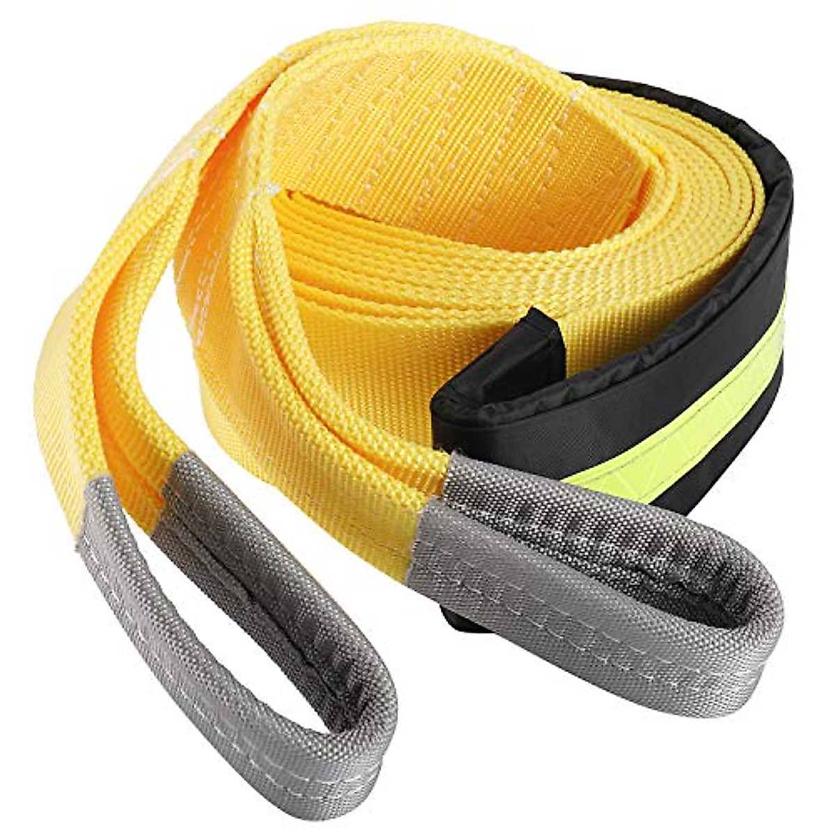 NovelBee 3" x 20' Heavy Duty Recovery Tow Strap,Emergency Off Road Towing Rope with Green Fluorescent Protective Sleeve